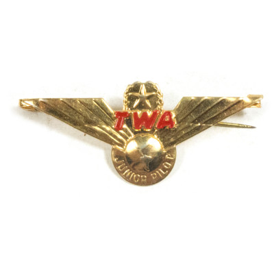 Vintage TWA Airlines Junior Pilot Gold Toned Badge Pin Brooch 2.10" | eBay