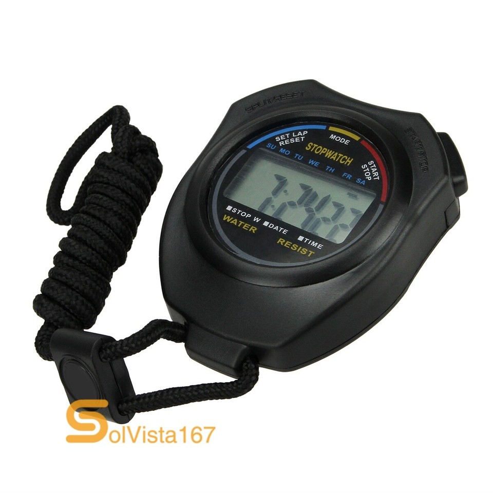 Electric Stopwatch Digital LCD Sports Counter Timer Watch w/ Lanyard ...