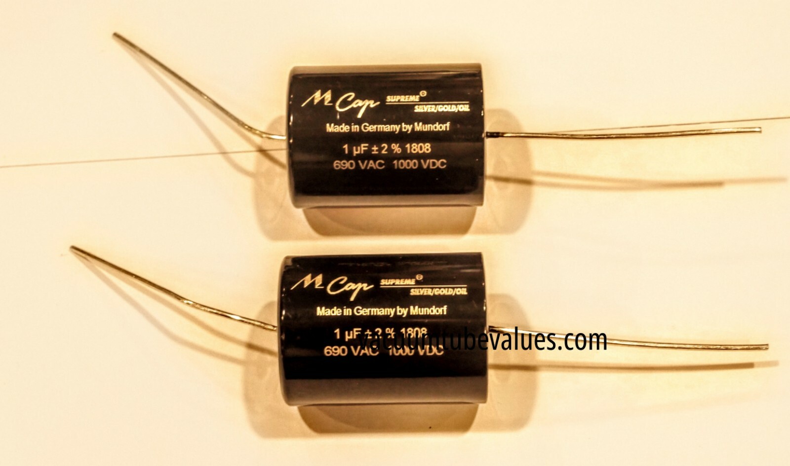 TWO Mundorf MCap Supreme Silver Gold Oil Capacitor 1.0 uf 1 uf 1000VDC ...