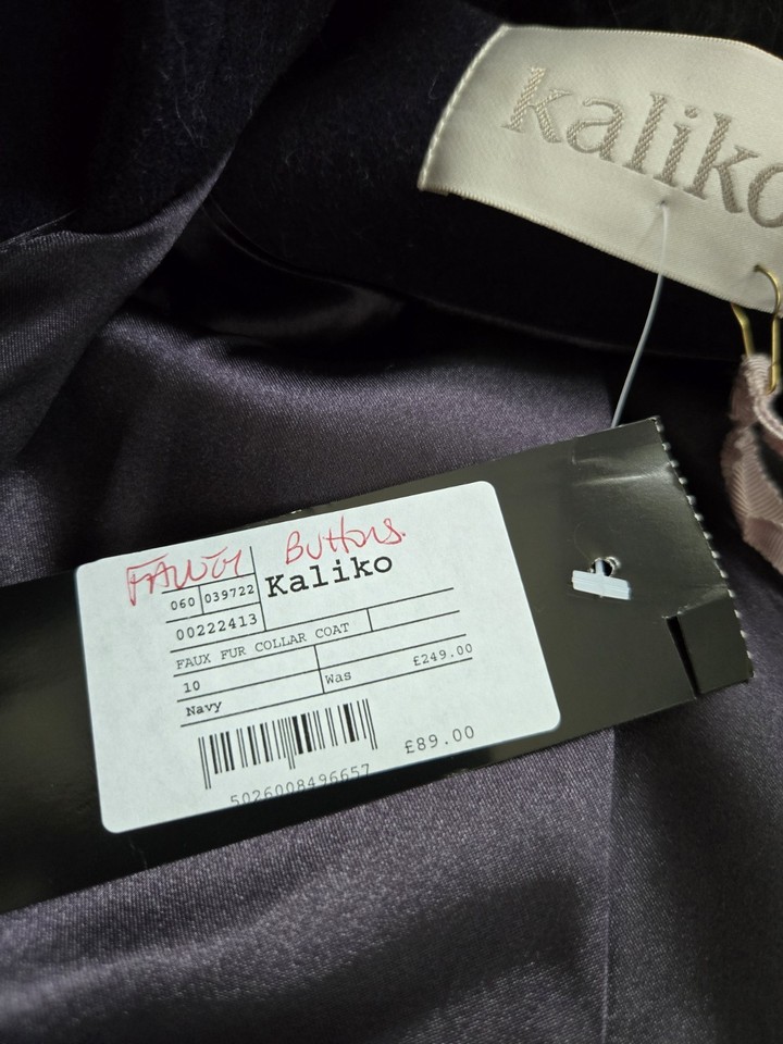 Kaliko Navy Coat With Wool Size 10 | eBay UK