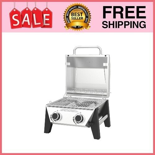 Expert Grill 2-Burner Tabletop Gas Grill, Stainless Steel, 13,000 BTUs ...