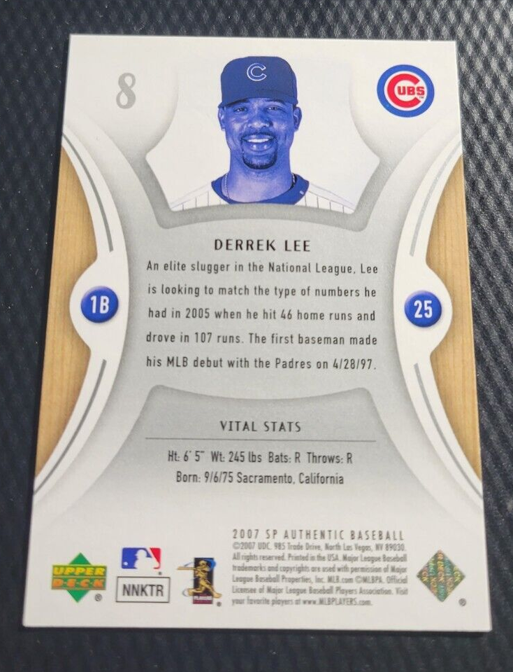 2007 Upper Deck SP Authentic Baseball DERREK LEE Chicago Cubs MLB UDC ...