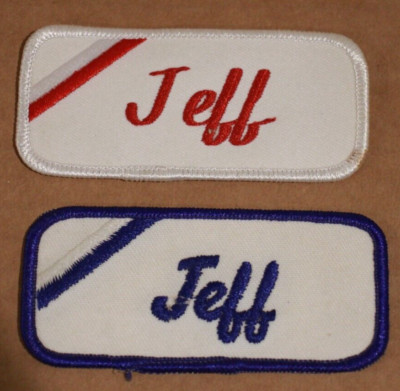 (2) Name Jeff Patch Sewn uniform personal patches 3.5in x 1.75in | eBay