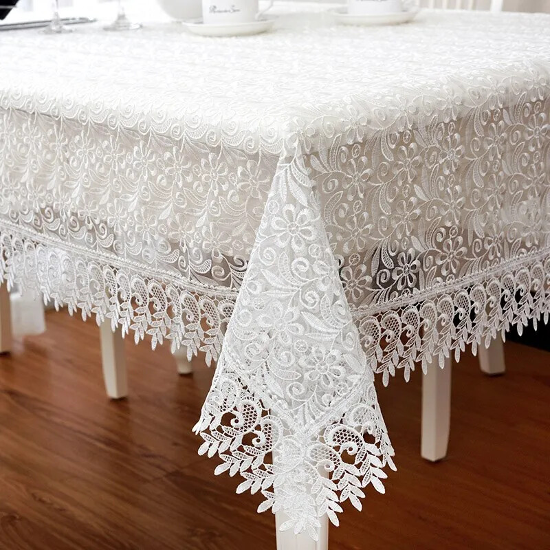 White Lace Table Cloth Decor Translucent Table Cloth Tablecloth Tea ...