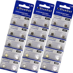 30 Pk AG4 LR626 377 376 G4A LR66 L626 GP7 BlueDot Alkaline Button Cell ...