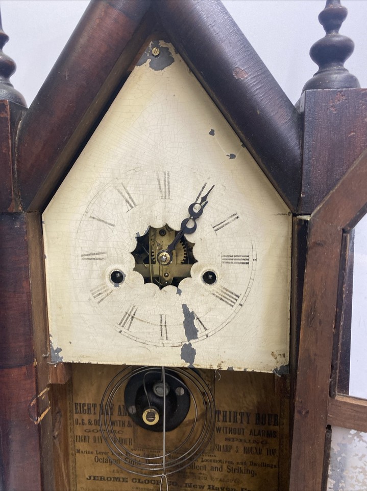 Antique Jerome New Haven Steeple Clock Works, Chimes | eBay