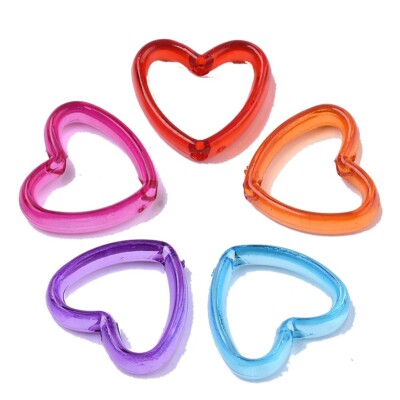 200Pcs Dyed Heart Transparent Acrylic Bead Frames For Jewelry Making ...