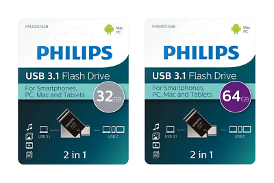 Philips OTG 2 in 1 • USB 3.1-USB C • 32-64GB Midnight Black | eBay.de