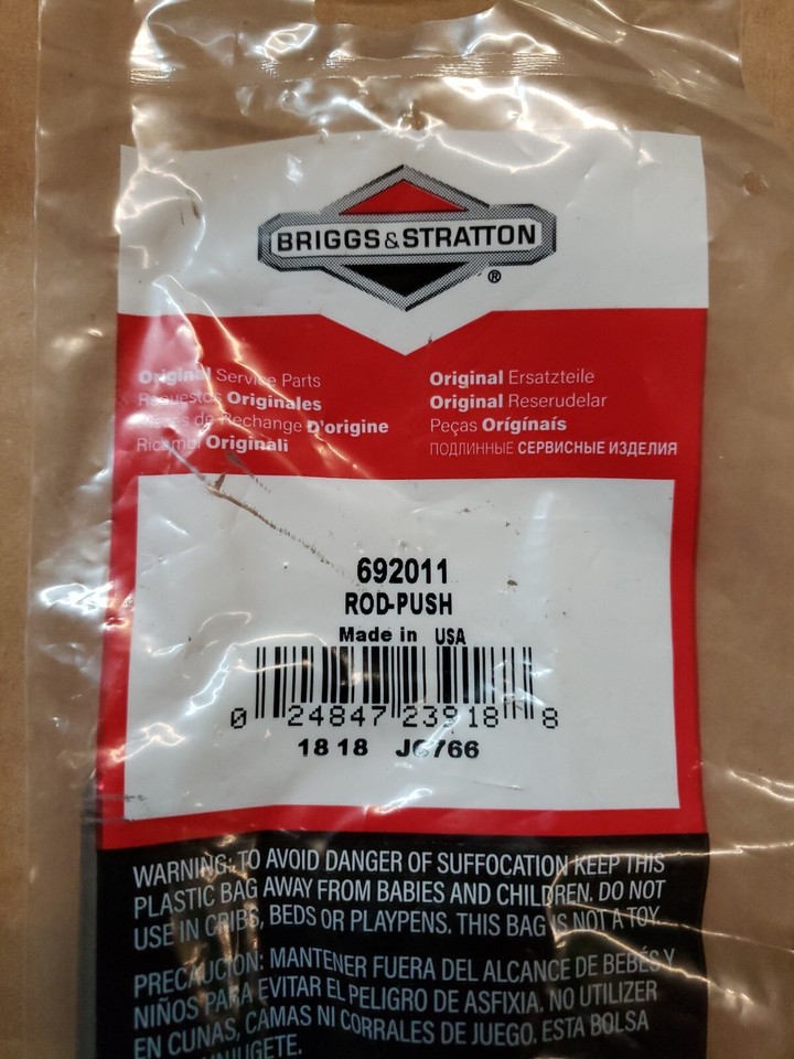 NEW GENUINE OEM BRIGGS & STRATTON PART # 692011 PUSH ROD; REPLACES ...