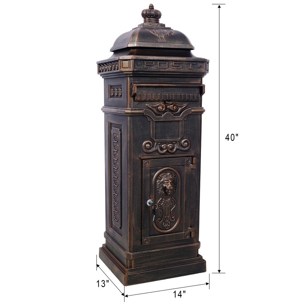 Mailbox Outdoor Rainproof Postbox Statue Large Capacity Newspaper Box ...