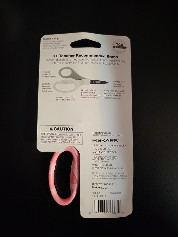 Fiskars Scissors for Kids POINTED TIP 5 Inch Safety Pink Glitter | eBay