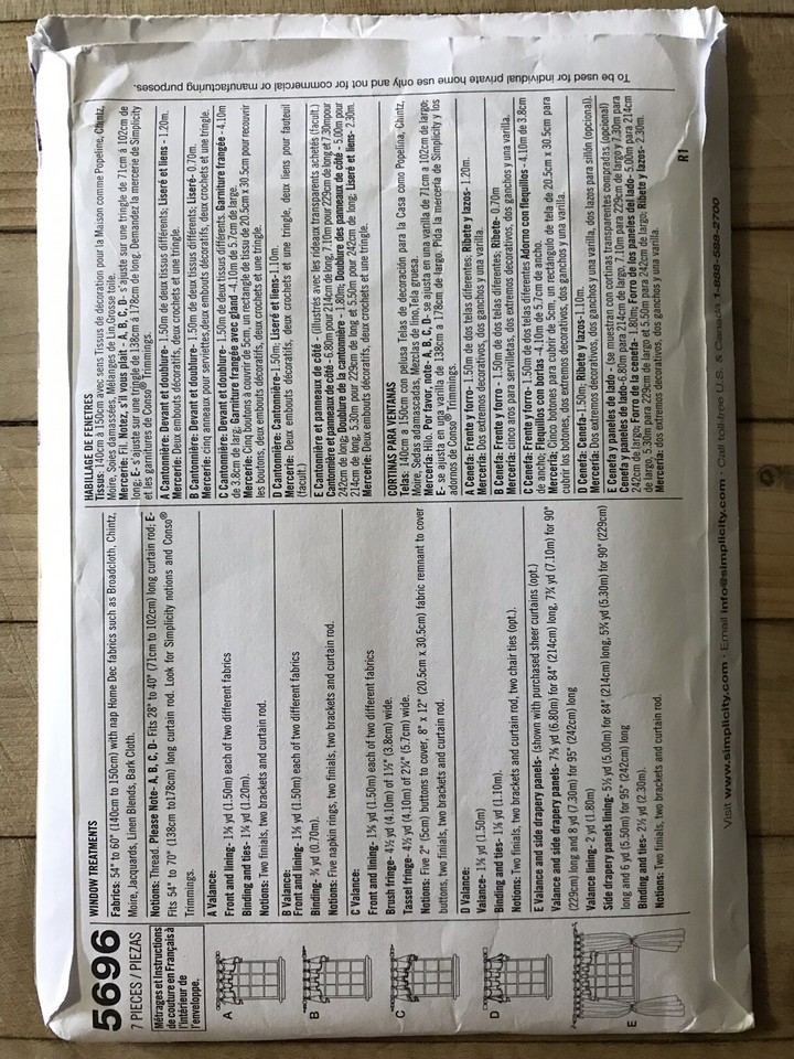 Simplicity Sewing Pattern 5696 EASY Can Tops Window Treatments Jana’s ...