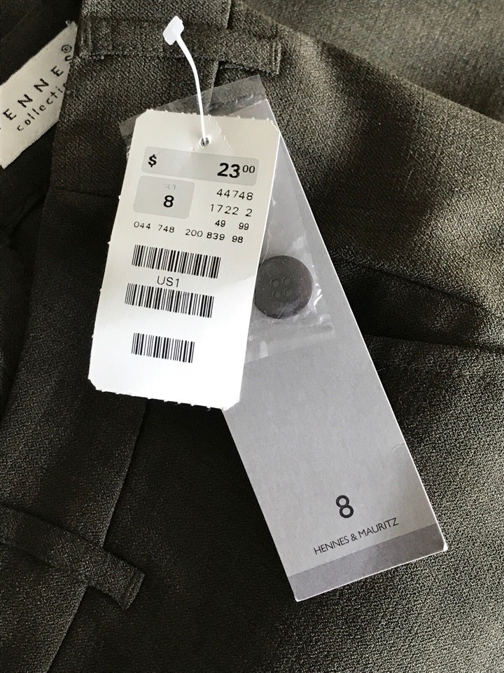 New H & M Hennes Collection Flat Front Olive Dress Pants Women’s Size 8 ...
