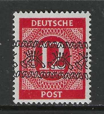 Germany 1948 Allied occup. 12 Pf. Numeral issue inverted band overprint ...