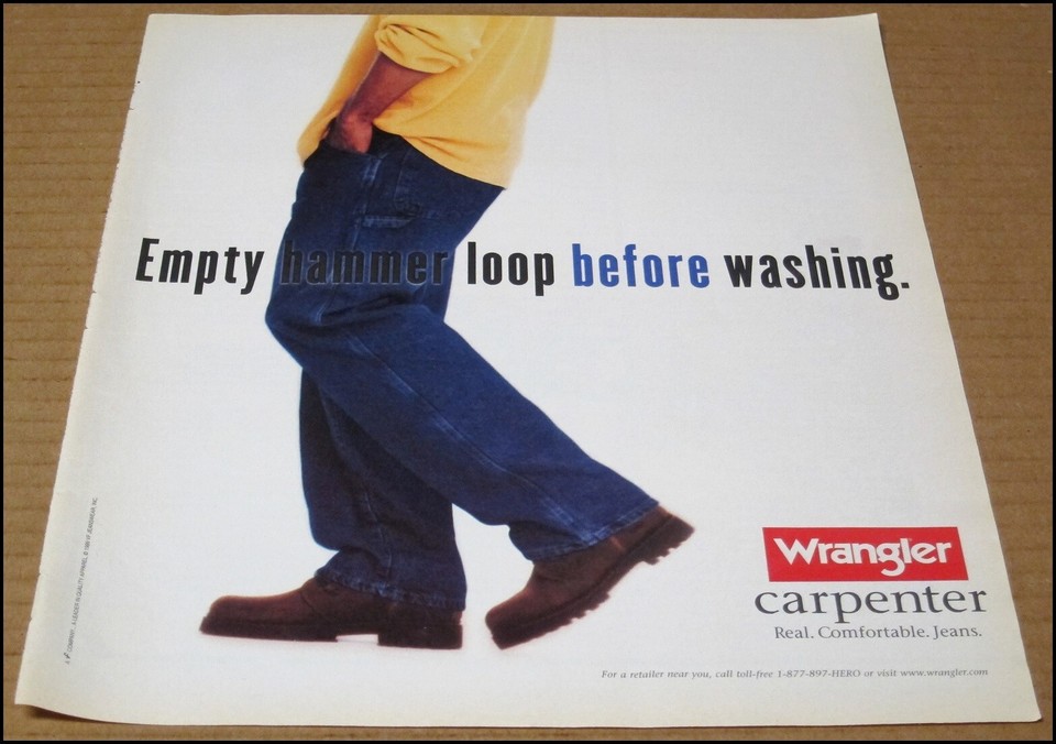 1999 Wrangler Carpenter Jeans Print Ad Advertisement Clothing Brand ...