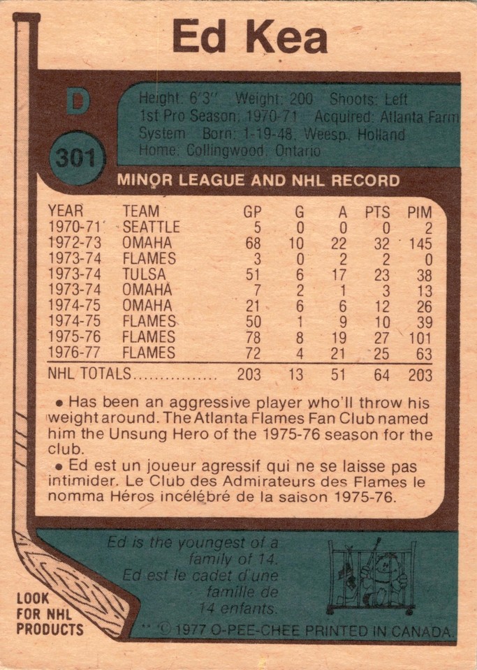 1977 O-Pee-Chee #301 Ed Kea Good! | eBay
