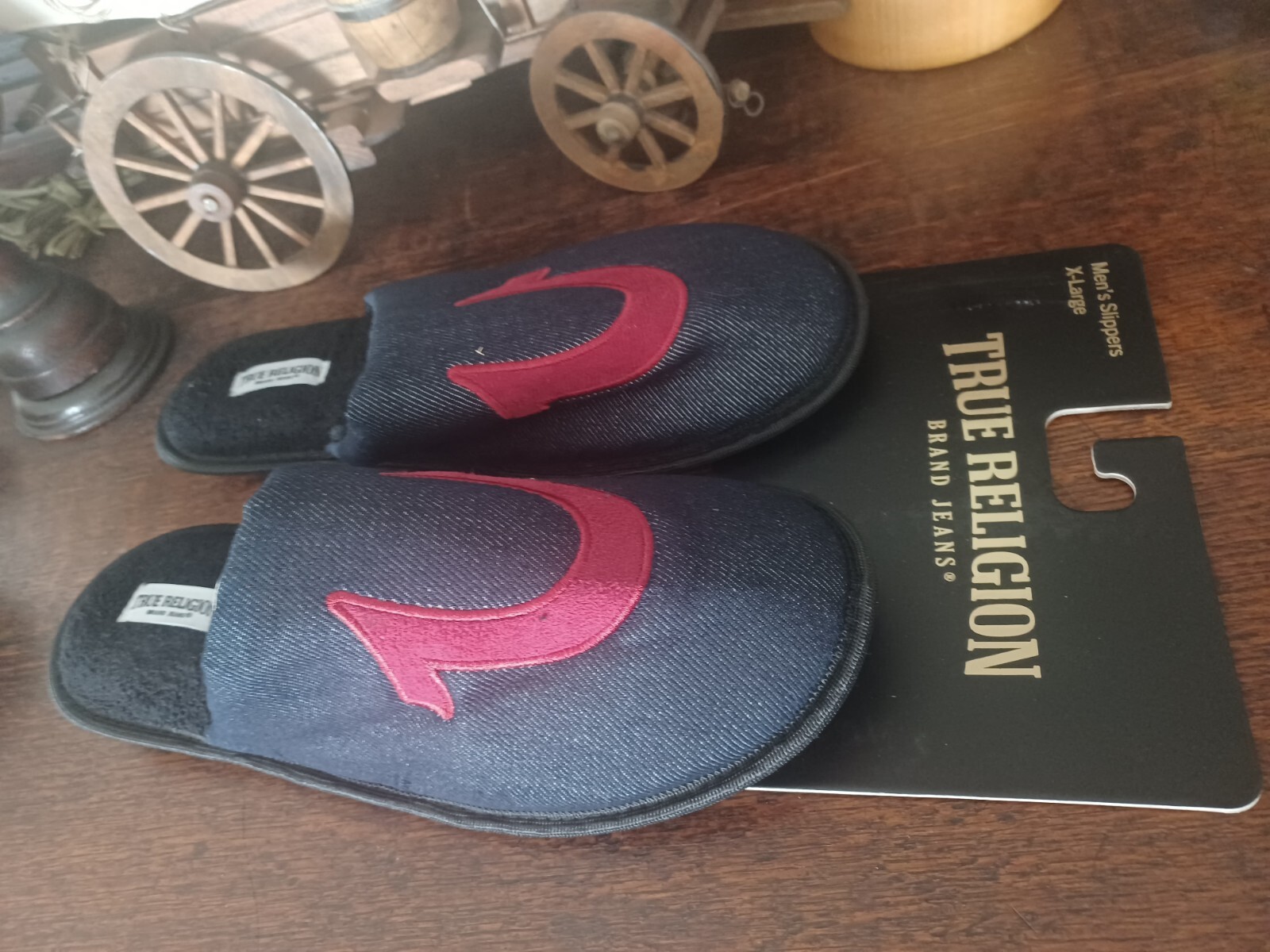True religion men's slippers X-Large size 13 denim blue new | eBay