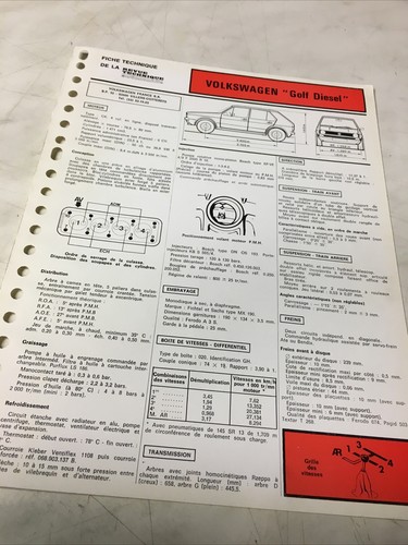 Automobile Technical Sheet VW GOLF Diesel Volkswagen Edition 1979 | eBay