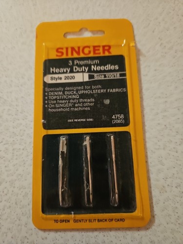 Singer Pack Of 3 Premium Heavy Duty Needles Style 2020 Item 4758 Size ...