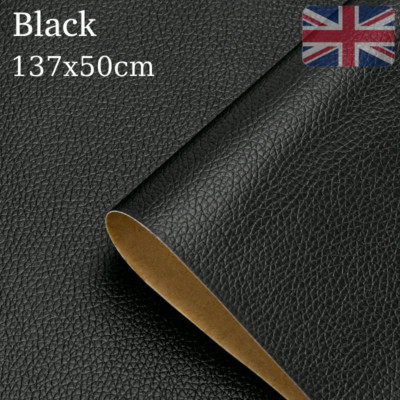 Black Leather Sticky Back -Leatherette Vinyl Wrap Sticker For DIY ...
