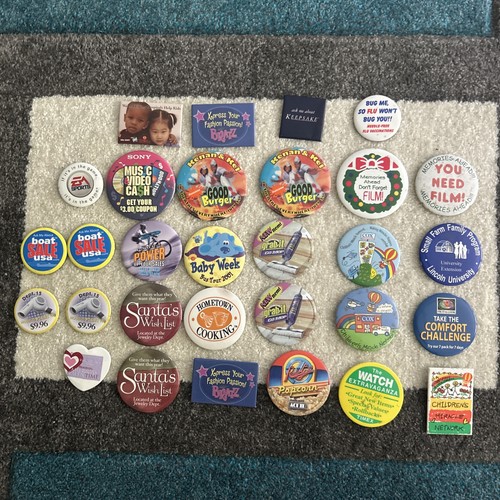 Vintage Lot 30 Pinbacks Buttons Pins Advertising Movies Pop Culture | eBay