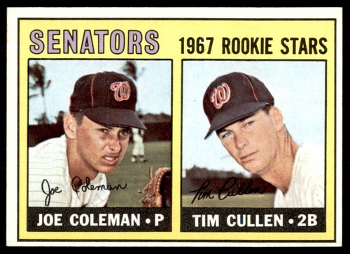 1967 Topps Senators' Rookie Stars Joe Coleman/Tim Cullen RC #167 NM | eBay
