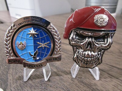 2 AFSOC Challenge Coins USAF Pararescue Skull Creed PJ s & CCT Combat ...