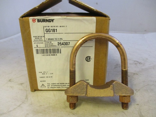 Burndy Gg181 Pipe Ground Clamp 2 In (t67) for sale online | eBay
