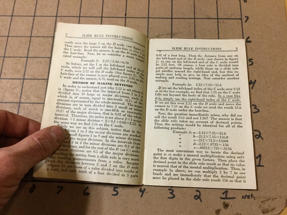 Original Vintage SLIDE RULE INSTRUCTIONS: 18pgs - w. stanley & co ...