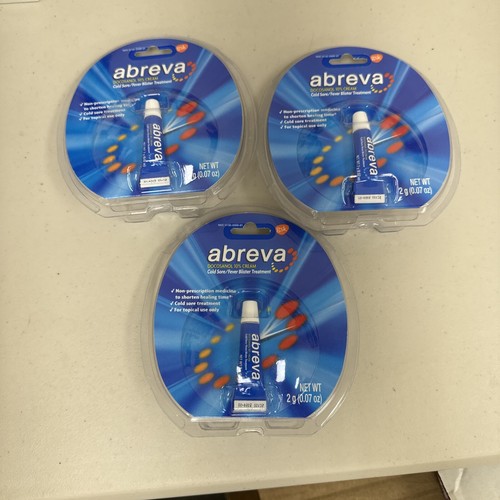 A Lot 3 Abreva Cold Sore/Fever Docosanol 10% Cream 1 Tube 2g, Expires ...