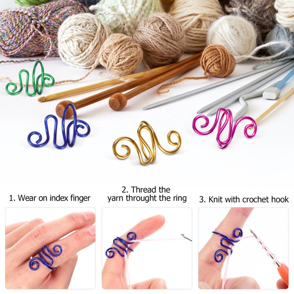 9pcs Crochet Tension Rings Crochet Finger Loops Open Crochet Rings ...