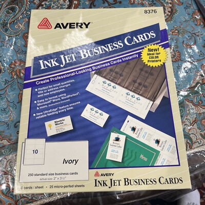 Avery Ink Jet Business Cards Ivory 250 Cards #8376 New! | eBay