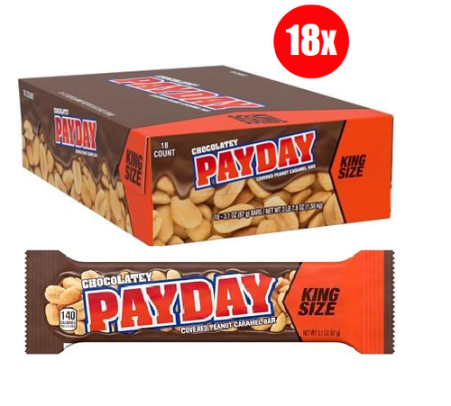 PAYDAY Chocolatey Peanut Caramel King Size, Candy Bar, 3.1 oz (Pack of ...