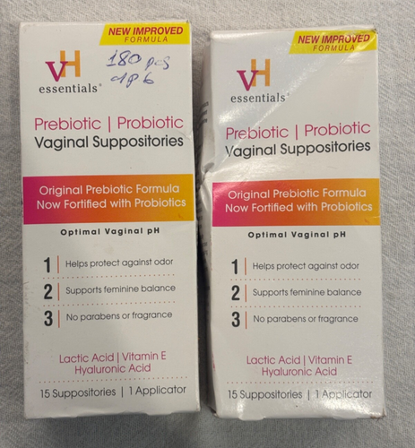 LOT OF 2 VH Essentials Prebiotic Vaginal Suppositories, 15 Count FREE ...