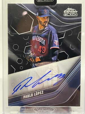 2023 TOPPS CHROME BLACK PABLO LOPEZ ON CARD AUTO MINNESOTA TWINS JR CBA ...