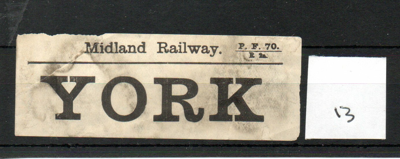 Midland Railway - MR - Luggage Label (13) York | eBay