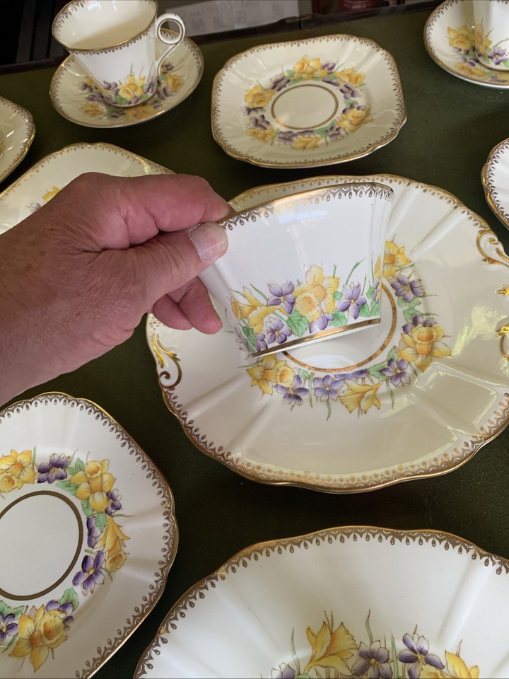 Large 1930s Art Deco Salisbury Bone China Springtime Patt Teaset For 10 ...