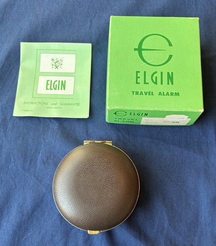 c1960 Elgin Travel Alarm in Original Box * Luminous Hands * Clam Shell ...