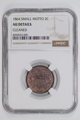 1864 SMALL MOTTO TWO CENT PIECE CHOICE AU DETAILS | eBay
