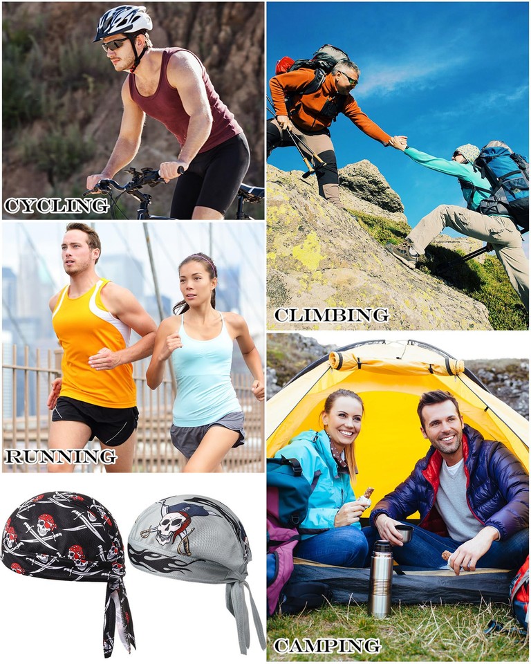 8 Pack Do Rag Skull Caps for Men Sweat Wicking Doo Rags Cooling Helmet ...