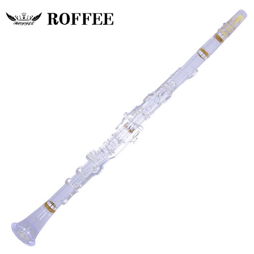 ROFFEE 506 Acrylic Transparent Body Silver Plated 18keys 4 Rings G Tone ...