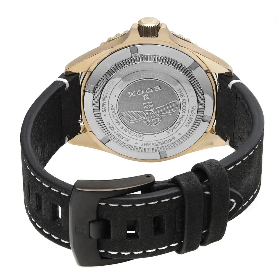 Edox SkyDiver Bronze 42mm Black Ombre Dial Automatic Men Watch 80115 ...