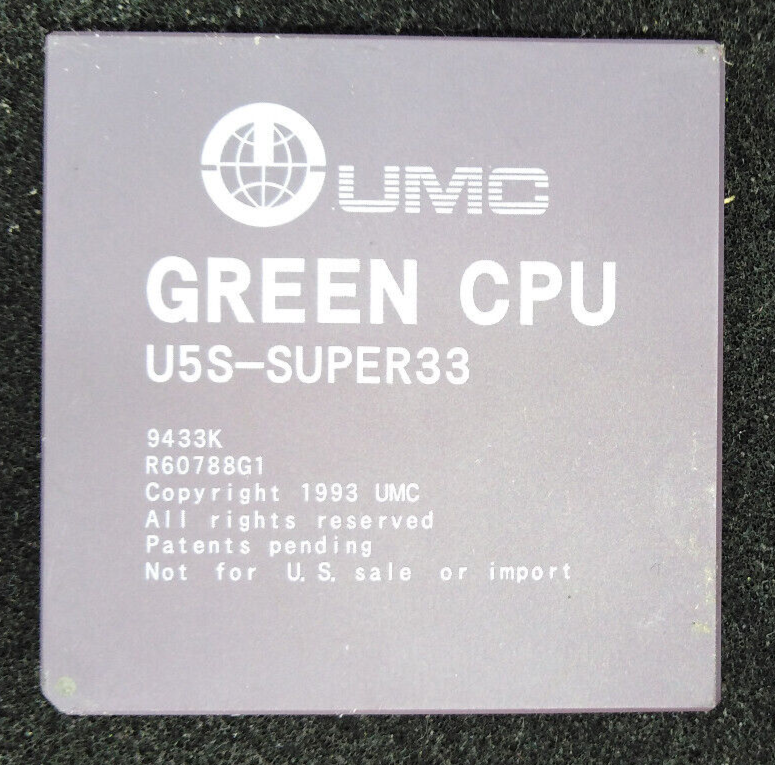 UMC U5S-SUPER33 Vert CPU 168-pin Pga 486 Processeur Vintage Retro ...