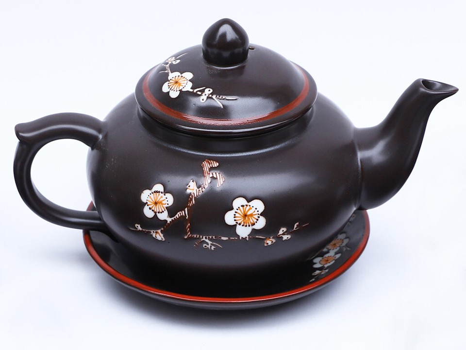 Plum Flower Teapot Set Famous Handmade Vietnamese Brand BAT TRANG | eBay