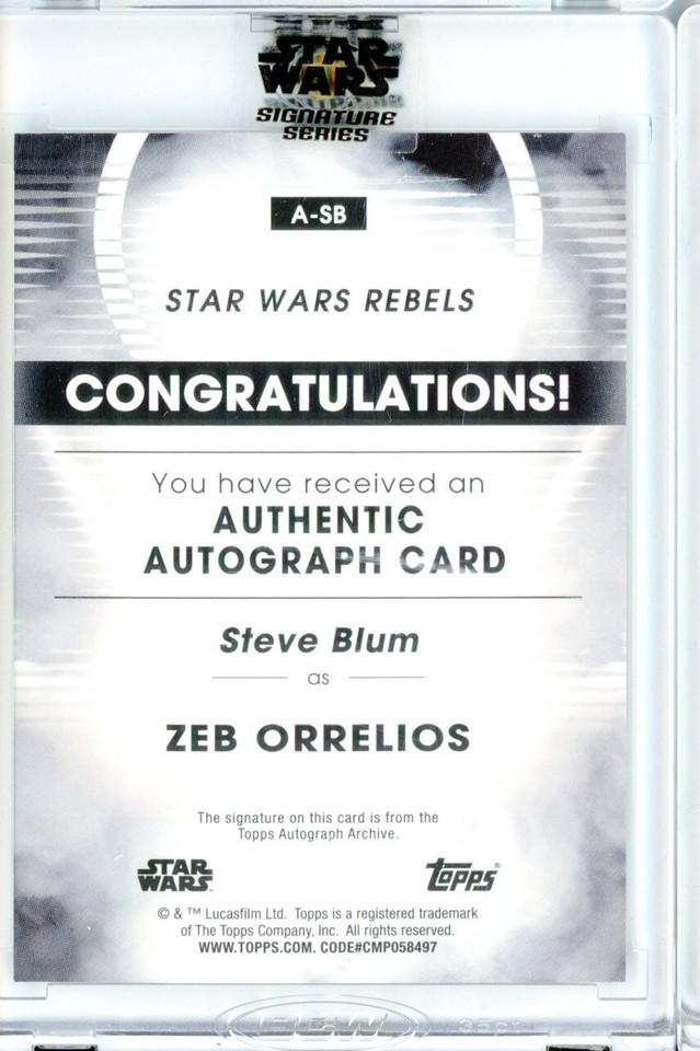 2023 Topps Star Wars Signature Series STEVE BLUM ZEB ORRELIOS AUTO ...