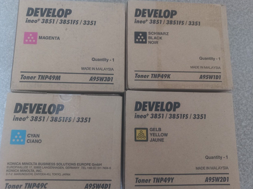 Genuine DEVELOP SET OF FOUR TONERS TNP 49K Y M C TONERS Ineo+ 3851 3351 ...