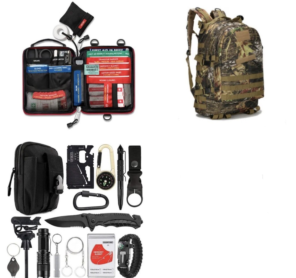 Survival Kit Emergency Backpack Prepper Supplies First Aid Food Gear ...