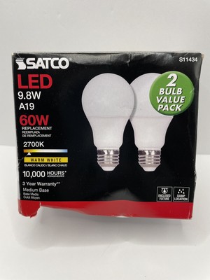 SATCO LED BULB A19 60 WATT S9595 15000 HOUR LIGHT BULB [B1] | eBay