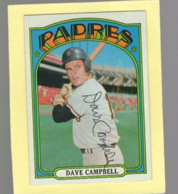 Autographed Dave Campbell 1972 Topps #384 Padres Free shipping | eBay