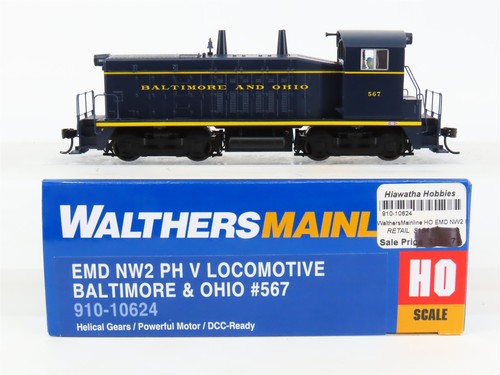 HO Scale Walthers Mainline 910-10624 Baltimore & Ohio NW2 Diesel #567 ...